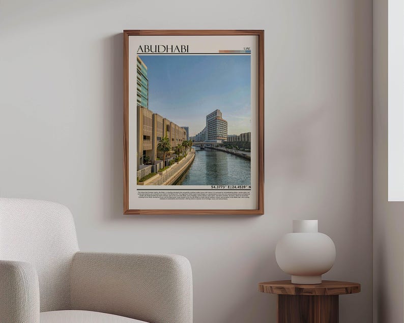 Abu Dhabi Wall Art Print, UAE City Poster With Modern Architecture ...