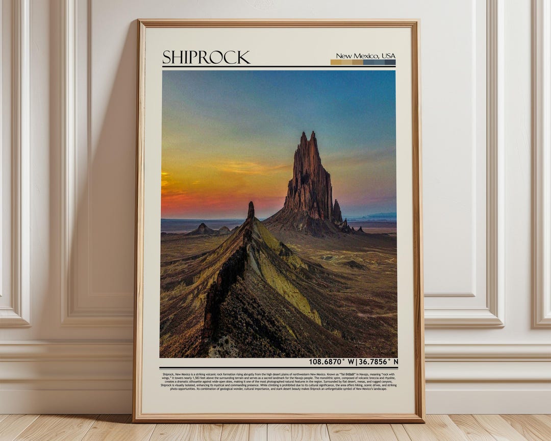 Shiprock Wall Art Poster | New Mexico Art Print| USA Wall Hanging Home ...
