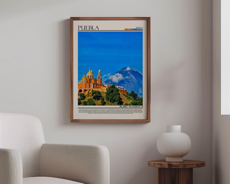 Póster de Puebla, México / Arte mural de la pirámide de Cholula ...
