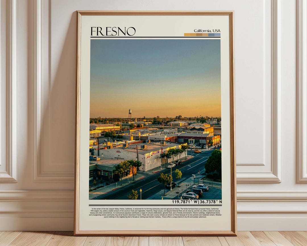 Fresno California Cityscape Art | California Urban Landscape Poster ...