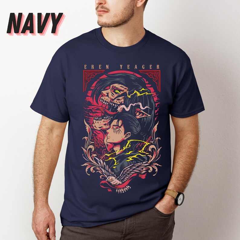 Eren Yeager T-shirt, Attack on Titan Anime Merch - Etsy