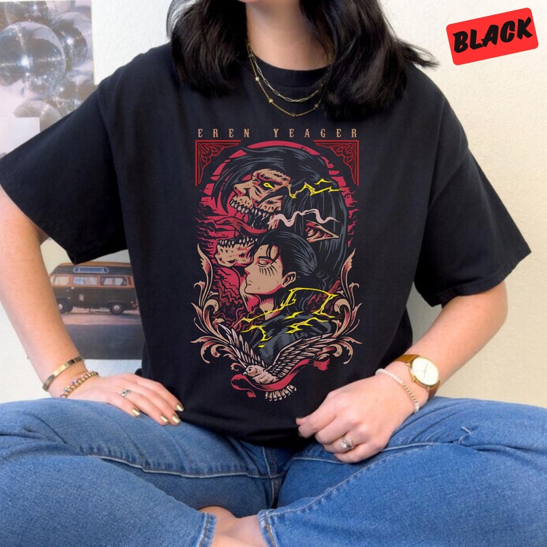 Eren Yeager T-shirt, Attack on Titan Anime Merch - Etsy
