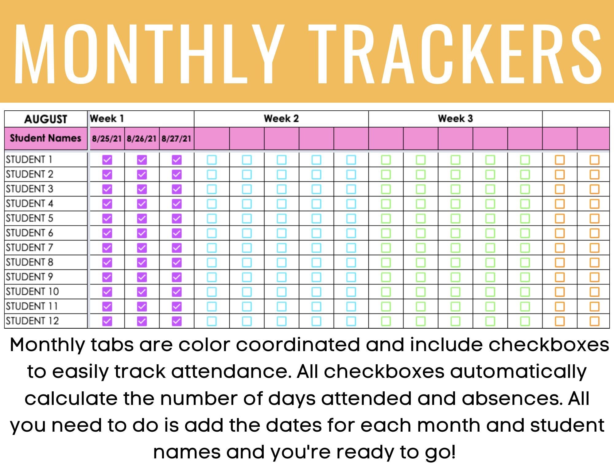 Editable Daily Attendance Tracker | Google Sheets - Etsy