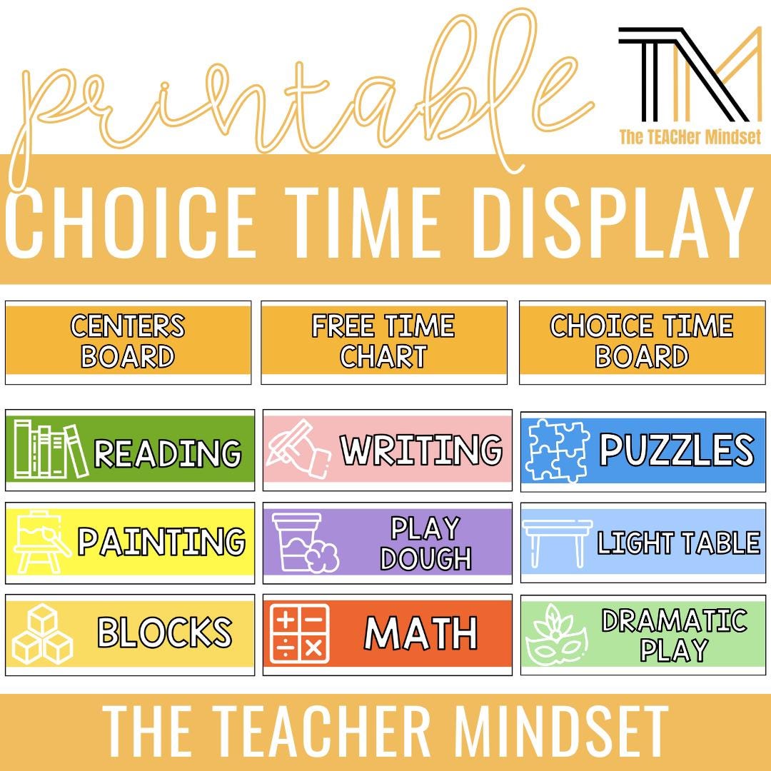 Printable Choice Time/centers/free Play Display | Editable in Canva - Etsy