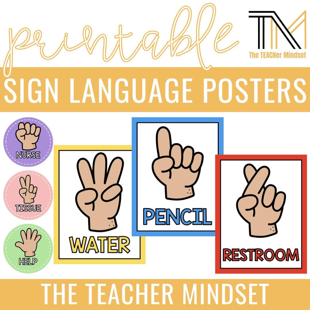 Classroom Sign Language Posters | Editable in Canva - Etsy