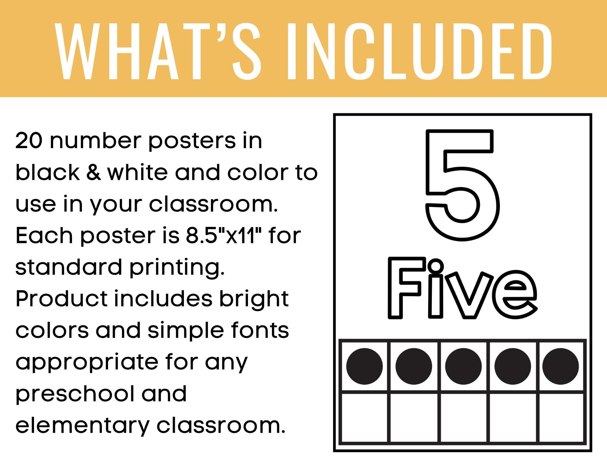 Classroom Numbers Posters | Numbers 1 to 20 - Etsy