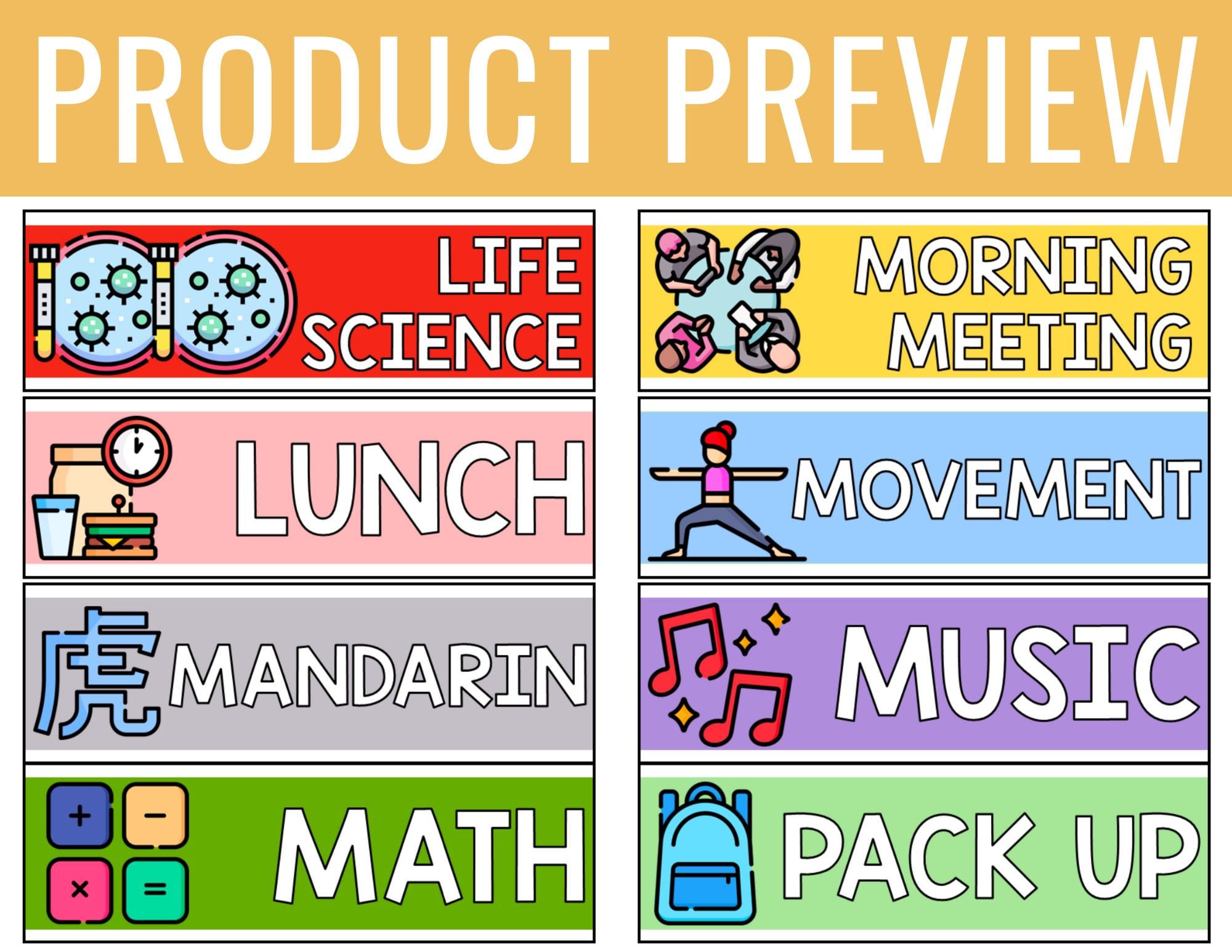 Printable Classroom Schedule Cards | Editable in Canva - Etsy