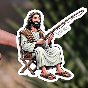 Fishing With Jesus Sticker – Funny Religious Fishing Decal for Tackle ...