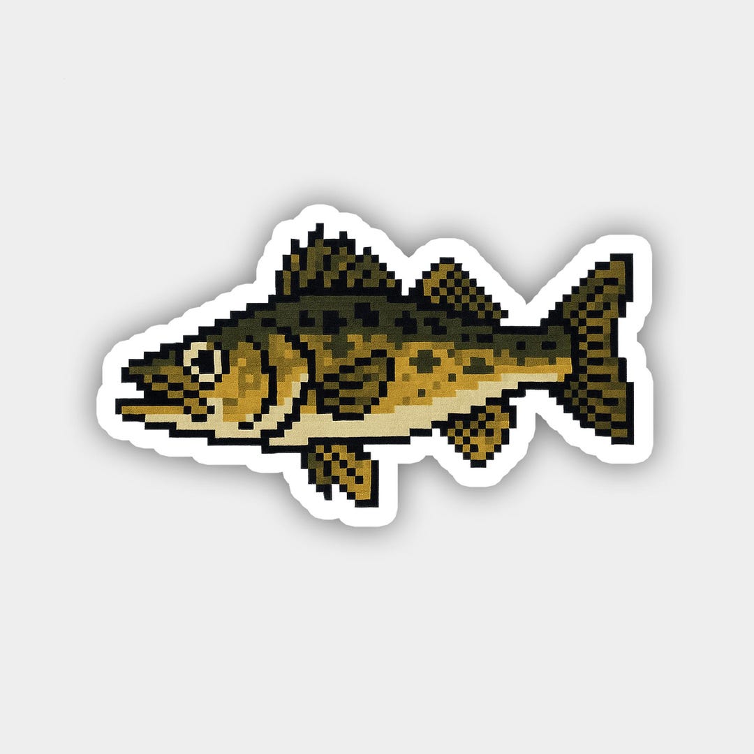 Waterproof Walleye Sticker – Pixel Art Retro Fishing Decal - Etsy