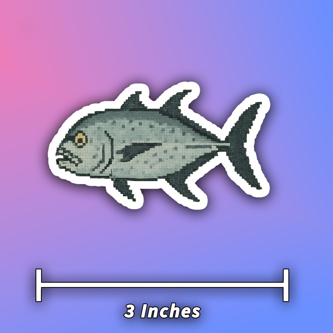 Giant Trevally Pixel Art Sticker - Waterproof Fishing Sticker for ...