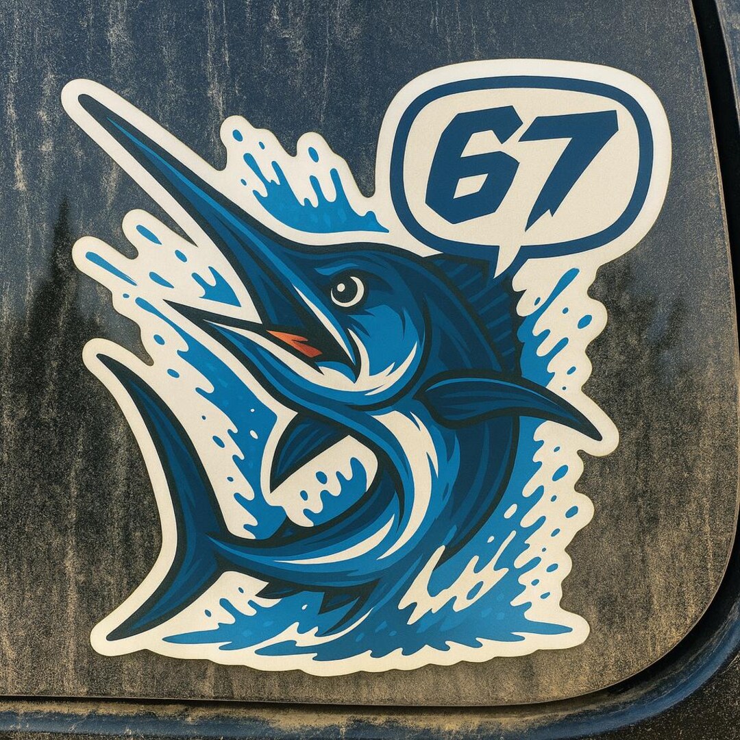 67 Swordfish Sticker, Meme Vinyl Decal - Etsy