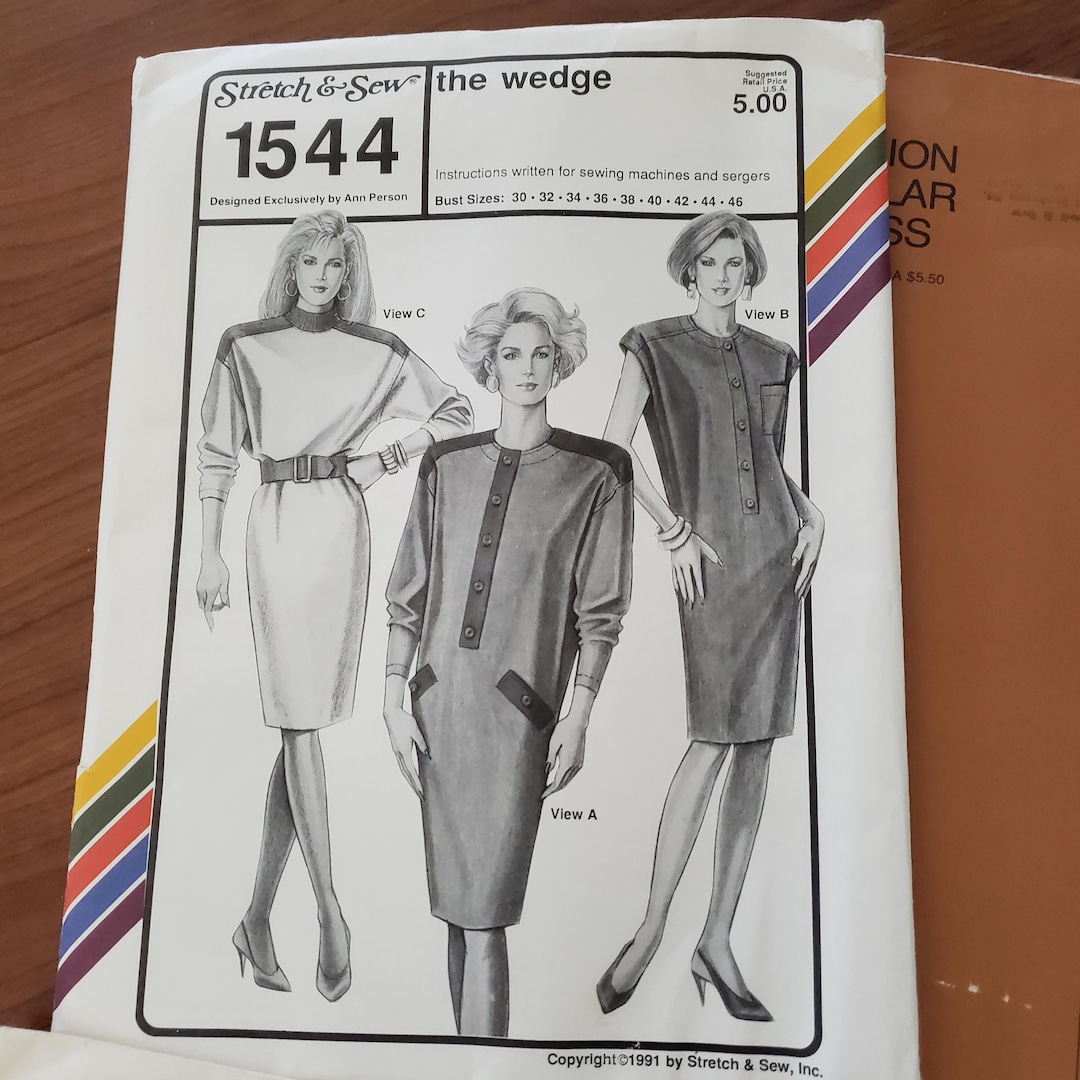 Vintage 90s Stretch & Sew 1544 the Wedge Dress Pattern, Sewing Pattern ...