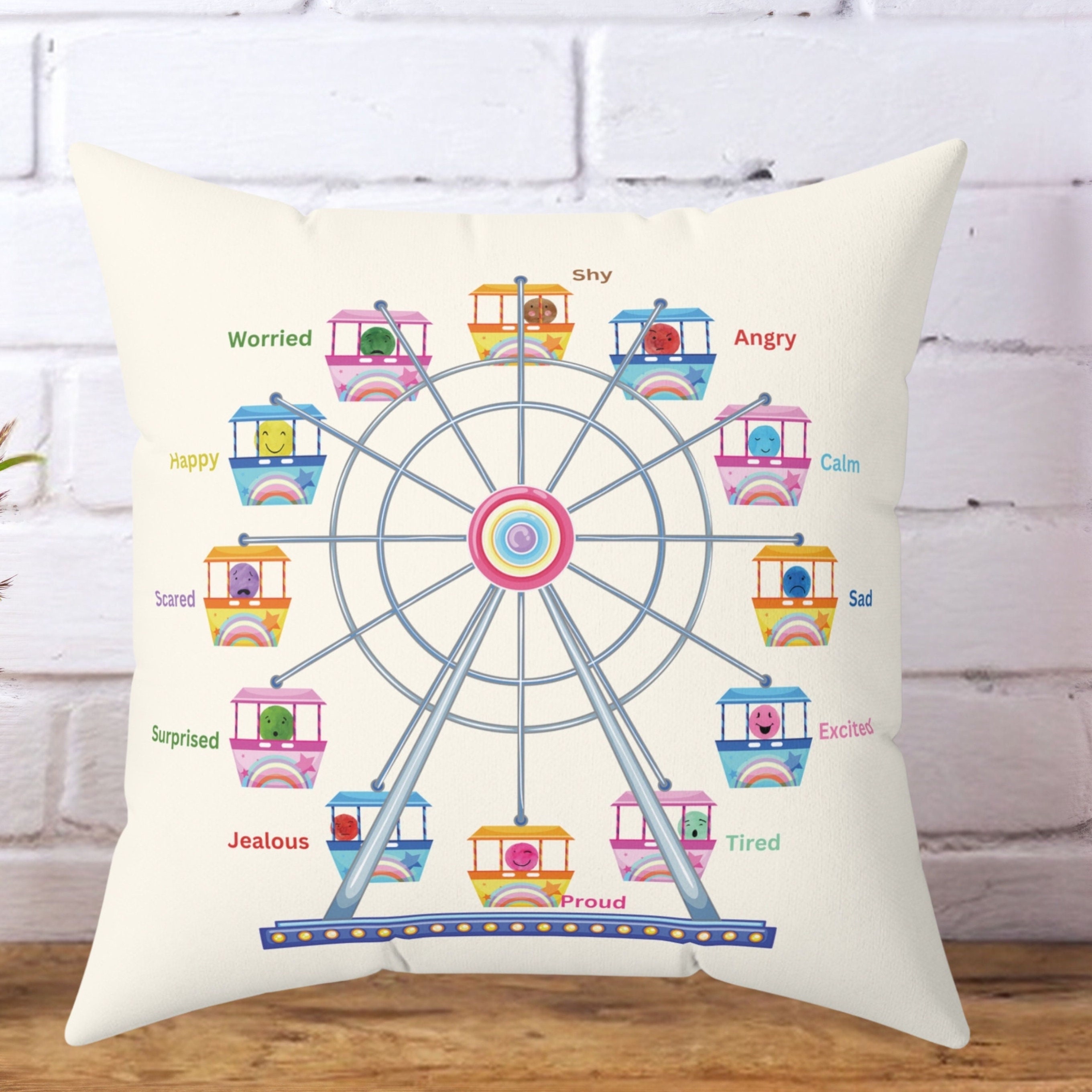 Feelings Wheel Pillow, Emotions Wheel Pillow Kids, Feeling Chart Pillow ...