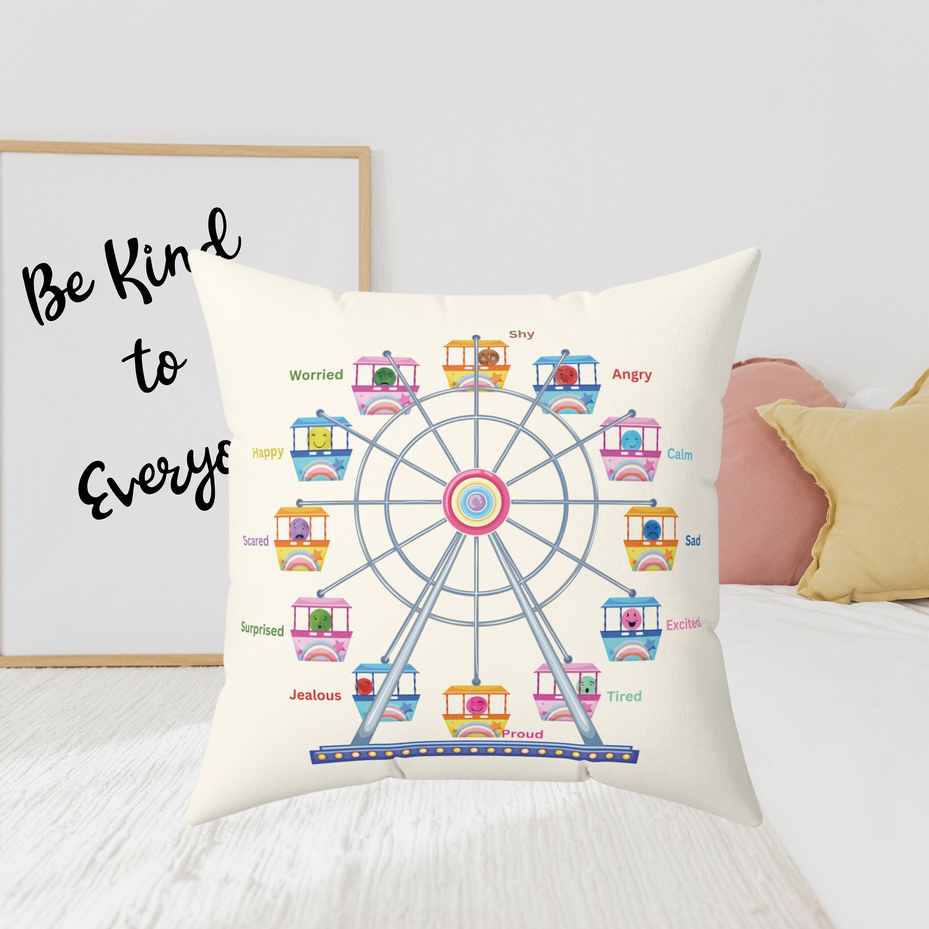 Feelings Wheel Pillow, Emotions Wheel Pillow Kids, Feeling Chart Pillow ...