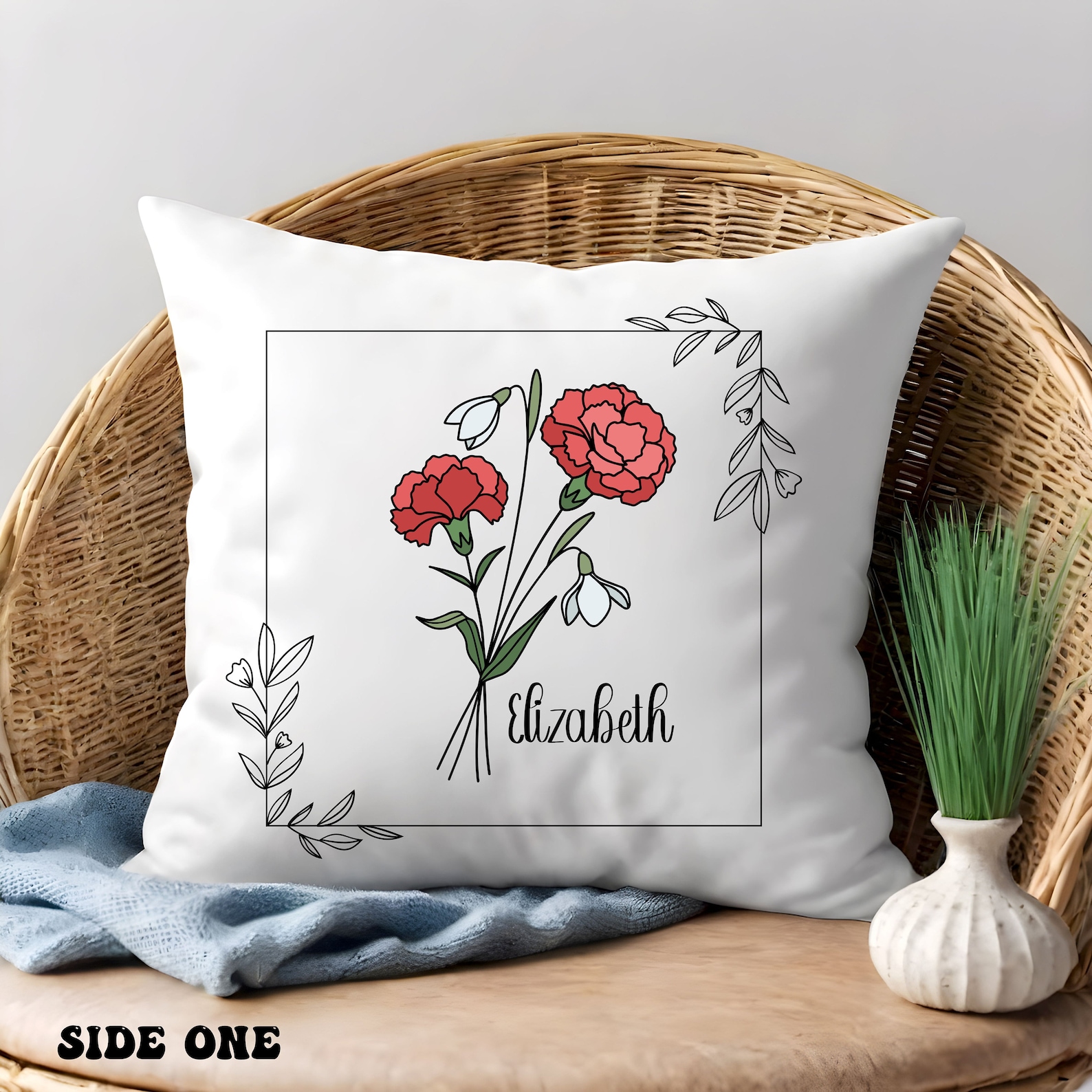 Birth Month Flower Gifts Personalized With Name, Custom Birth Flower ...