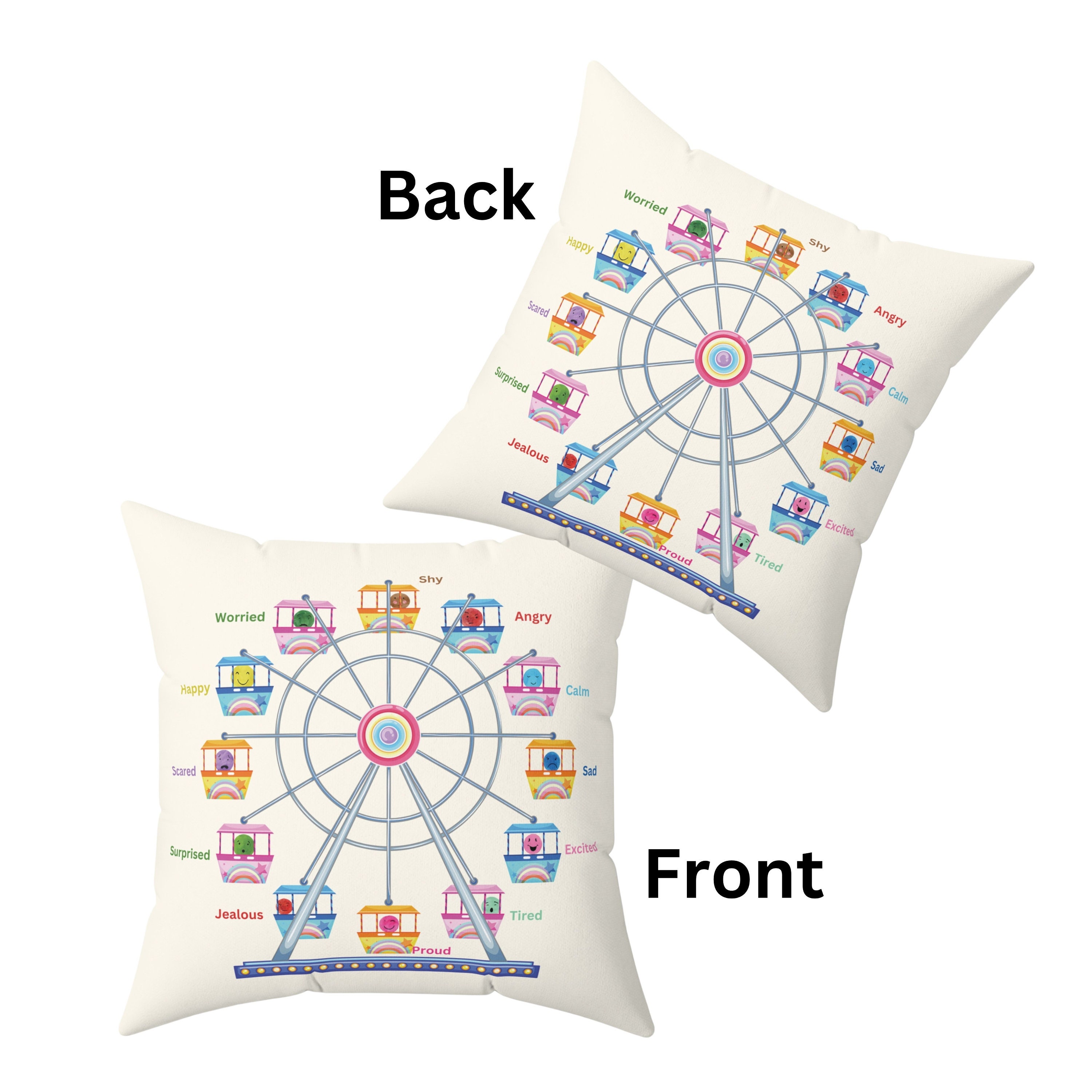 Feelings Wheel Pillow, Emotions Wheel Pillow Kids, Feeling Chart Pillow ...