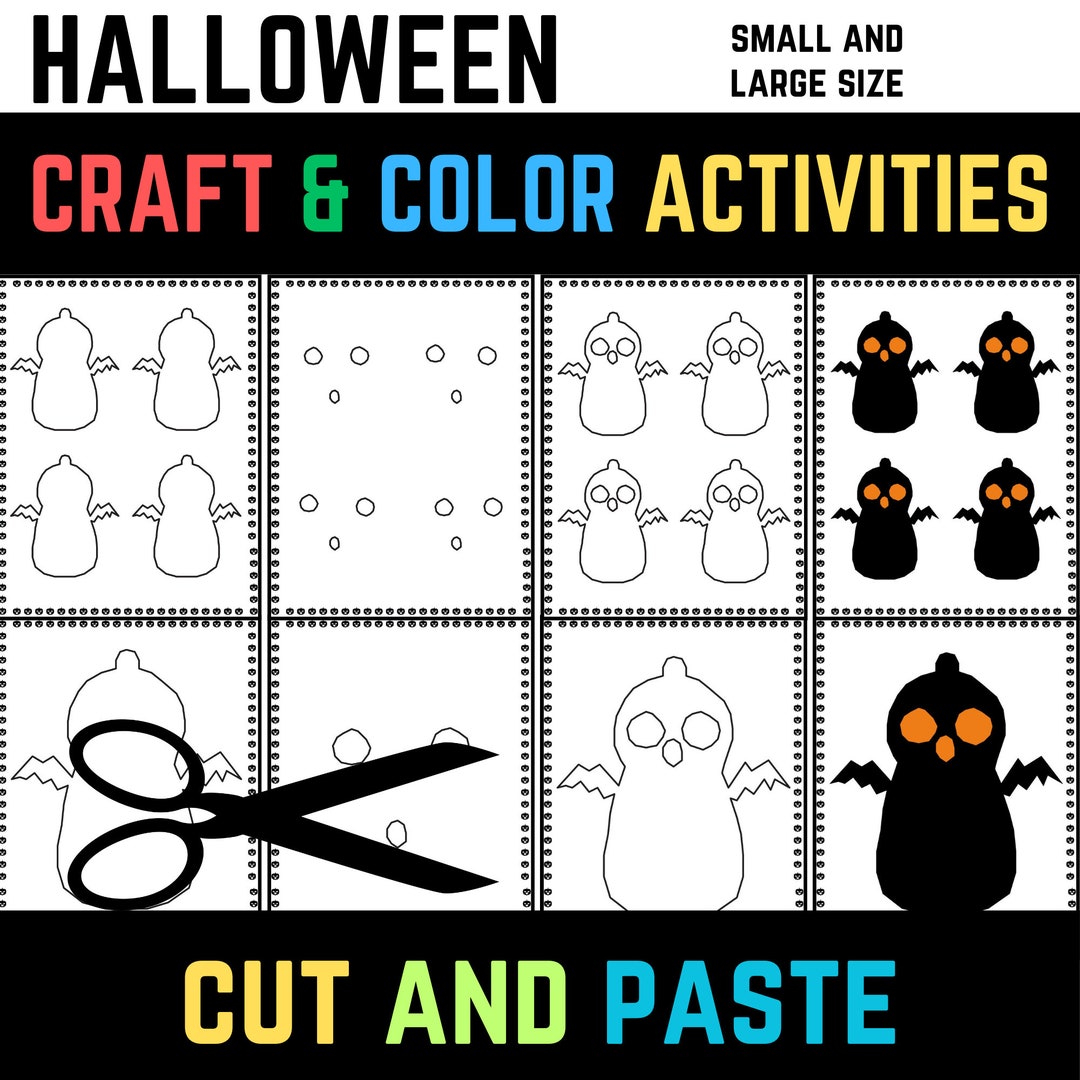 Halloween Craft Printable, Cut and Paste Color, Activity, Kids ...