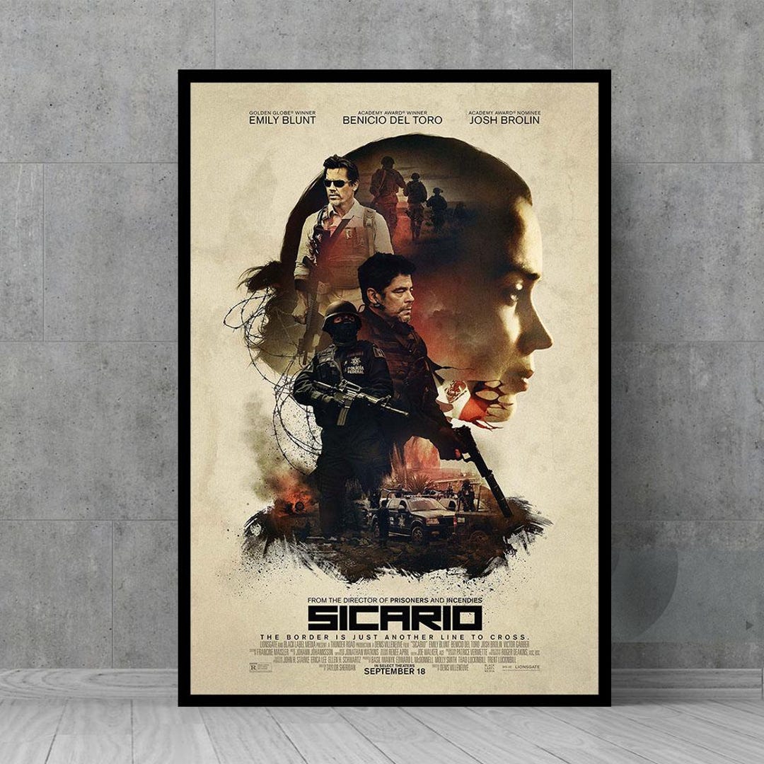 Sicario Benicio Del Toro Josh Brolin Movie Poster - Wall Art - Vintage ...