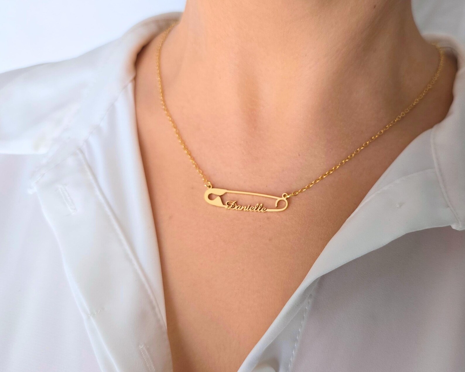 Custom Safety Pin Pendant Necklace | Personalized Name Necklace ...