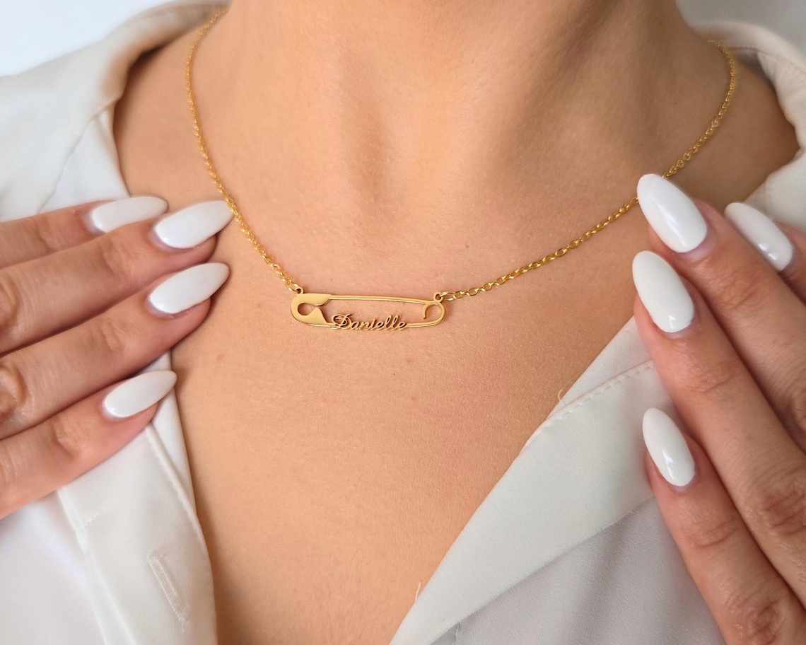 Custom Safety Pin Pendant Necklace | Personalized Name Necklace ...