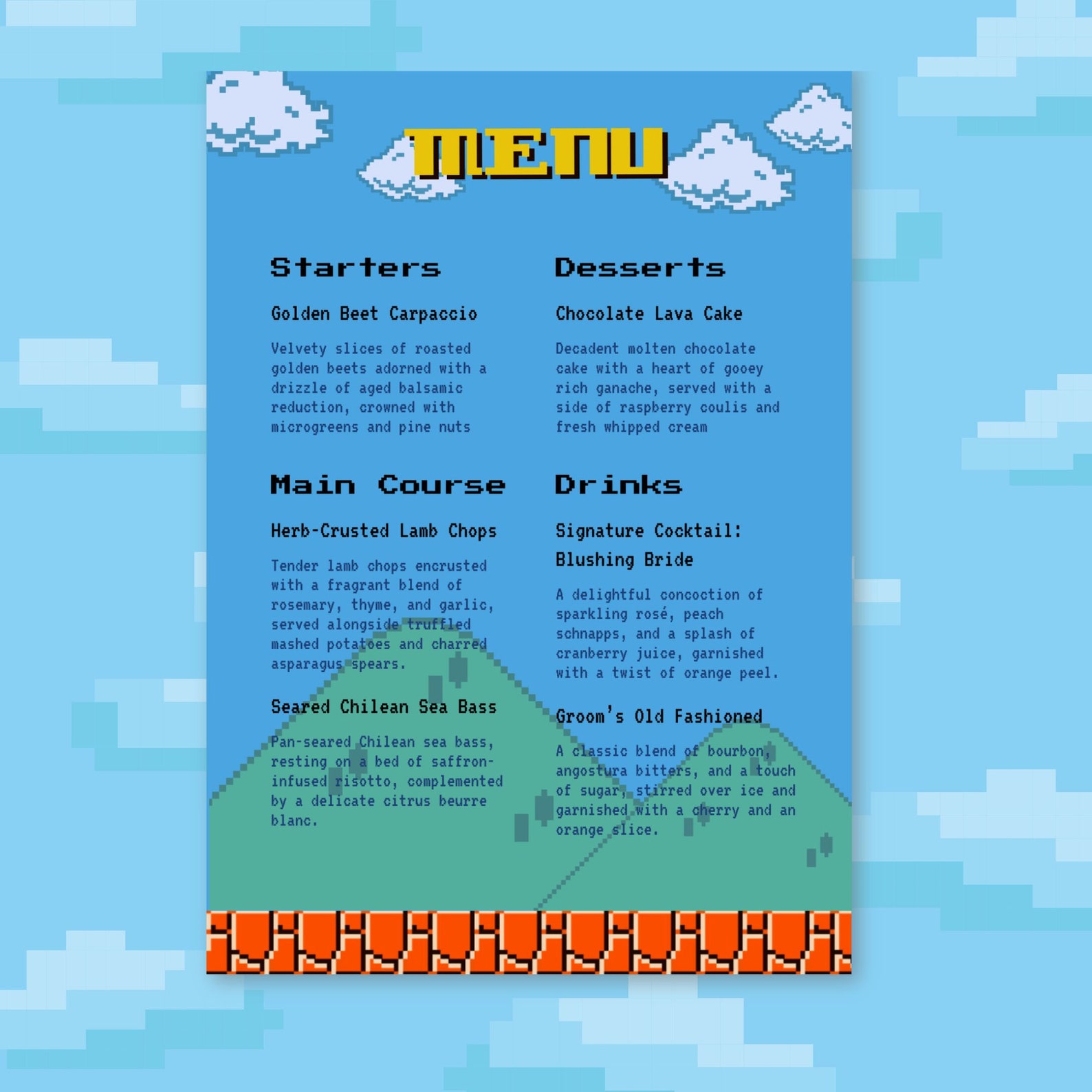 Arcade Bar Menu Wedding Template. Gamer Theme Downloadable Card ...