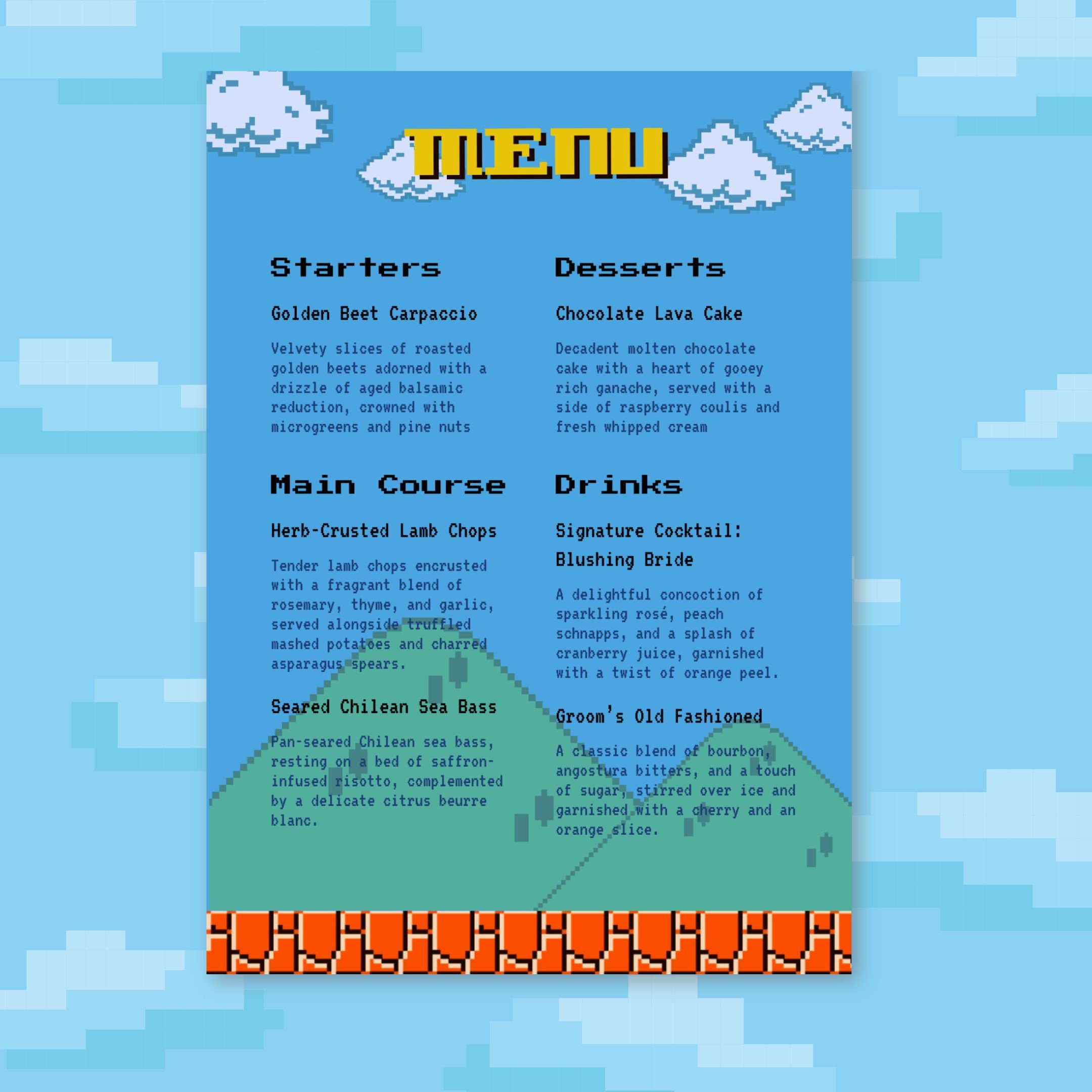 Arcade Bar Menu Wedding Template. Gamer Theme Downloadable Card ...