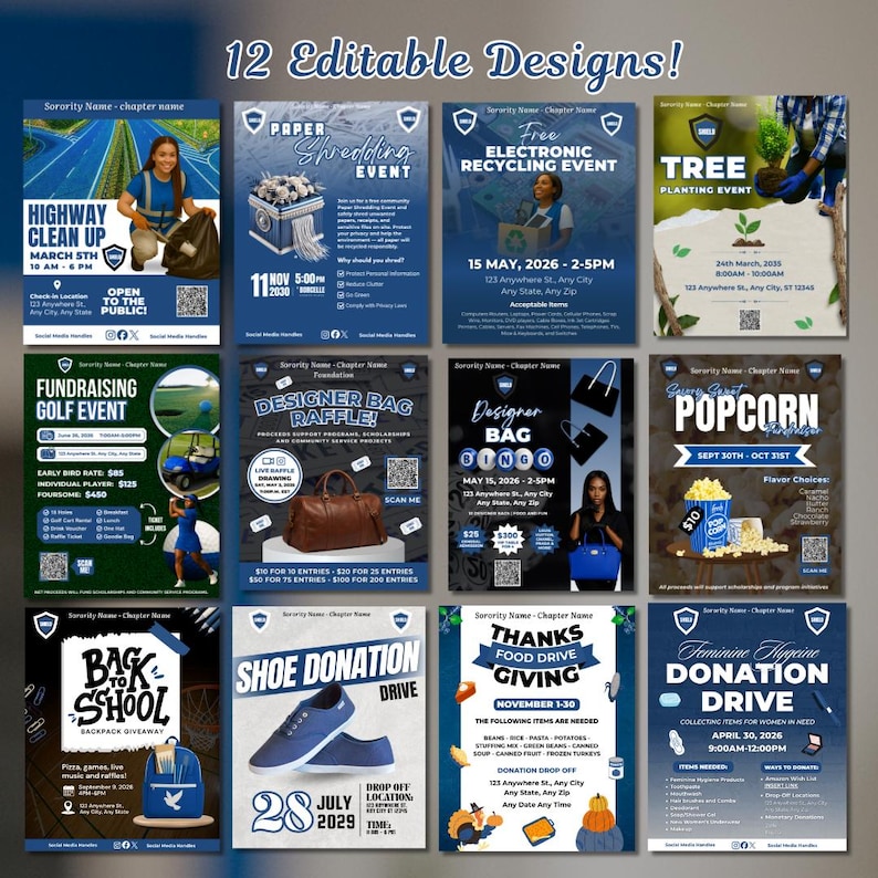 Finer Woman Sorority Service Event Flyer Templates: 12 Editable Canva ...