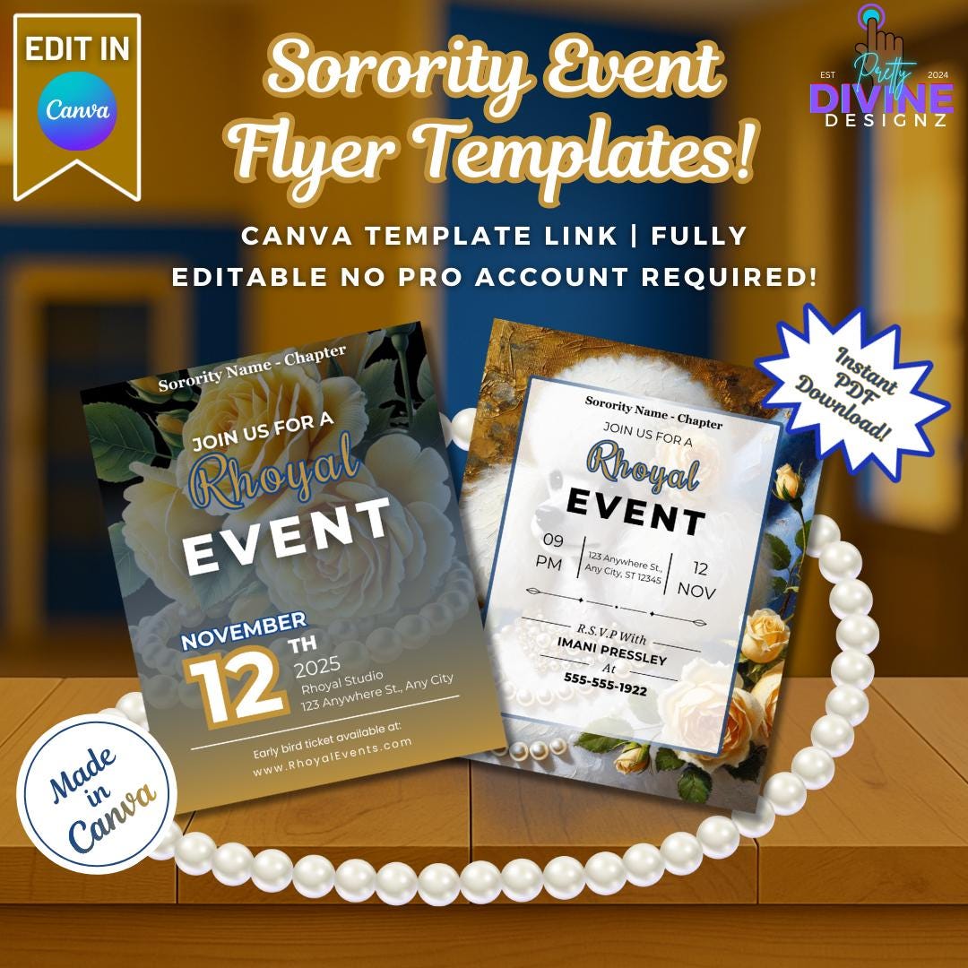 Pretty Poodle Sorority Event Flyer Templates: Editable Canva Designs - Etsy
