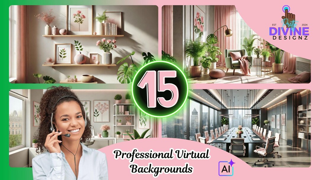 15 Pretty Pink and Green Virtual Backgrounds | Personalize Video Calls ...
