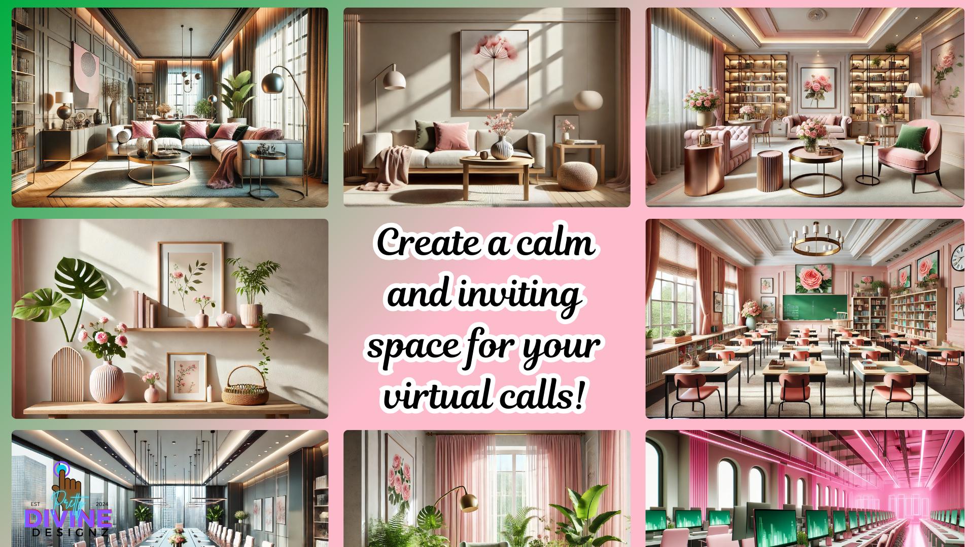 Pink & Green Virtual Backgrounds: 15 HD Pngs + Blurred Bonus (digital ...