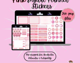 250+ PINK Digital/printable Planner Stickers | PNG Pre-cropped for Note ...
