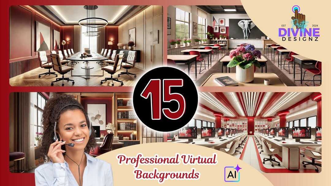 Crimson & Cream Virtual Backgrounds: HD Video Zoom Backdrops (digital ...