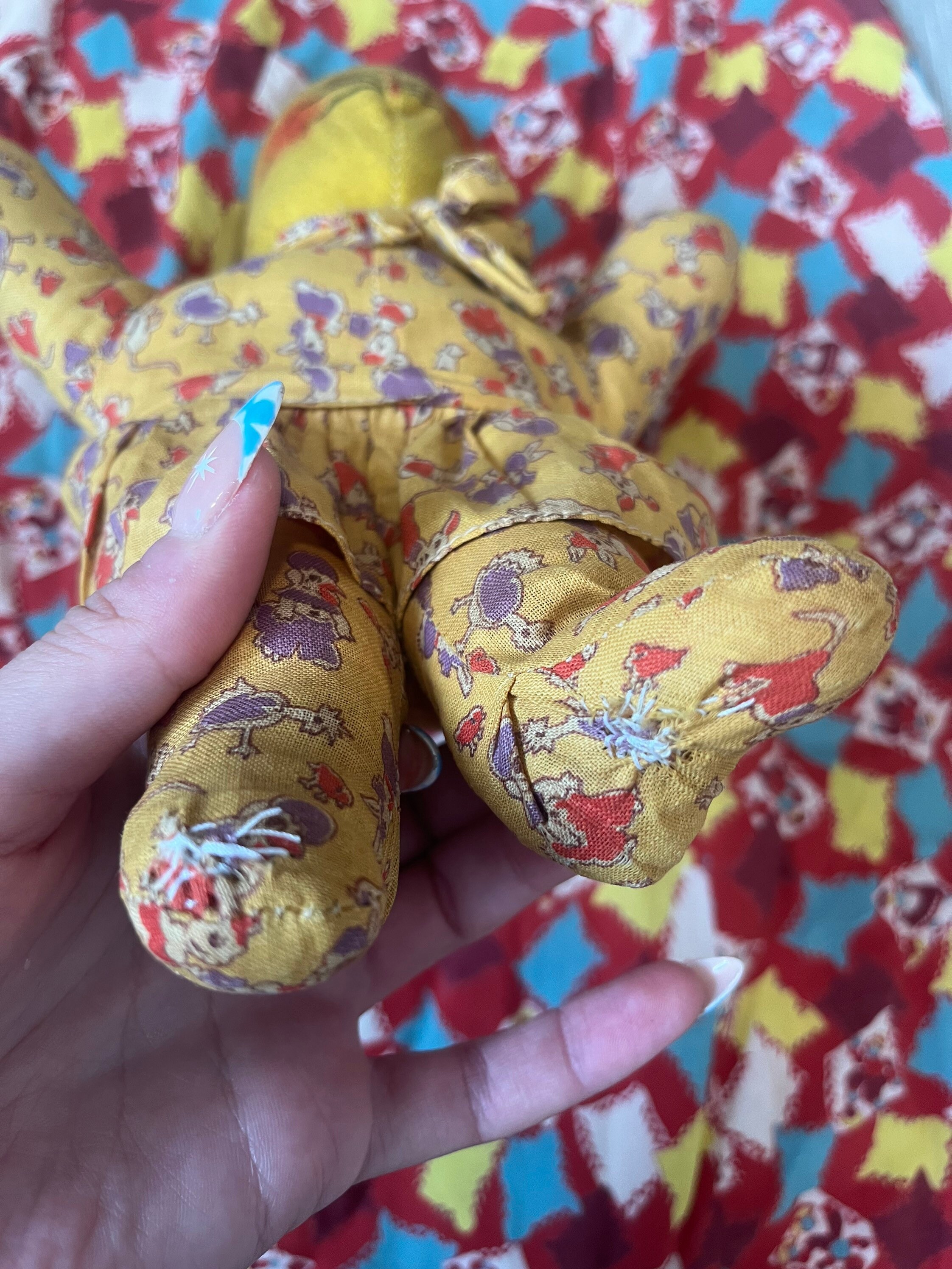 Vintage 1930's Feedsack Stuffed Animal Bunny / Primitive Shabby Chic ...