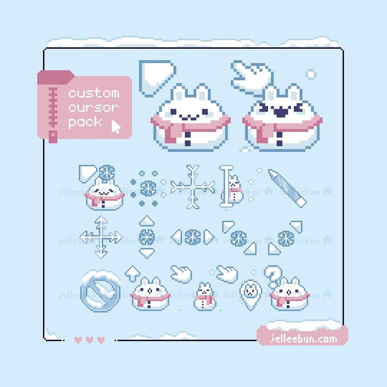 Animated Snow Bunny Pixel Art Cursors – Winter Windows Theme (digital ...