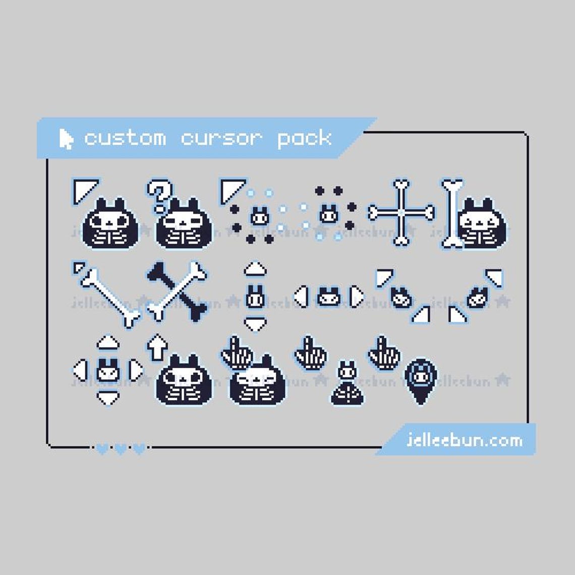 Animated Skeleton Bunny Mouse Cursors: Halloween Pixel Art (windows ...
