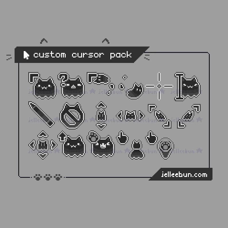 Ghost Cat Pixel Art Mouse Cursors – Animated Bouncy Pack (windows .ani ...