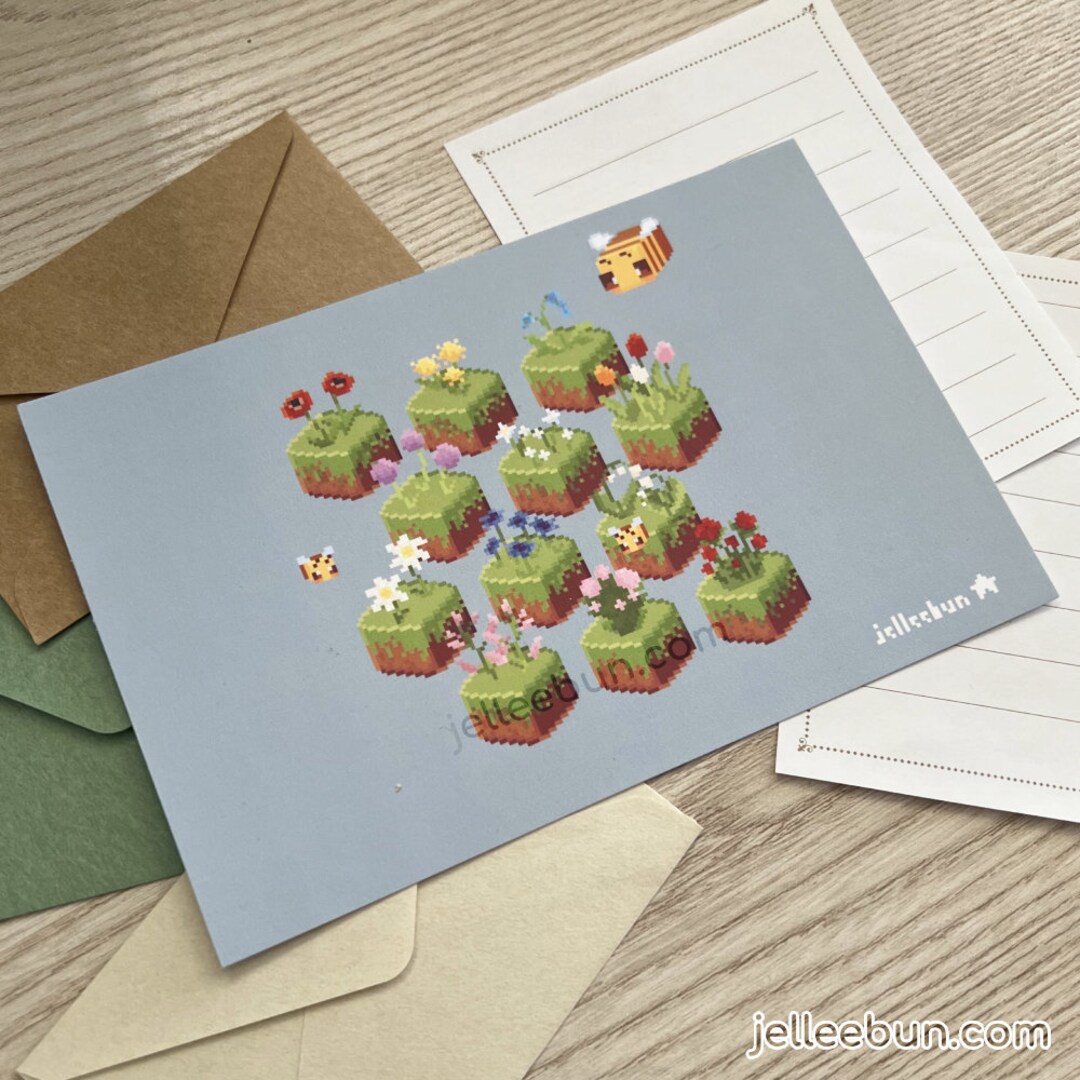 Minecraft and Pikmin Pixel Art Postcard Prints Blank Backing - Etsy