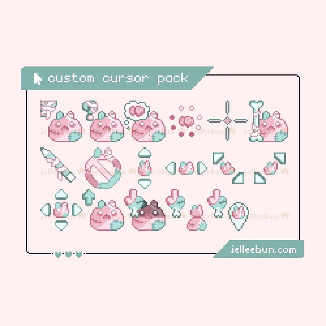 Animated Zombie Bunny Mouse Cursors: Pink & Teal (windows .ANI Files ...