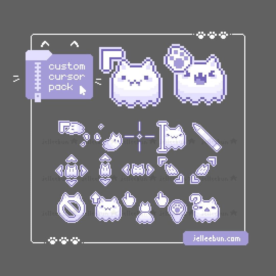 Ghost Cat Pixel Art Mouse Cursor – Purple Animated Bouncy Pack (windows ...
