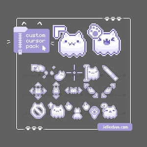 Ghost Cat Pixel Art Mouse Cursor – Purple Animated Bouncy Pack (windows ...