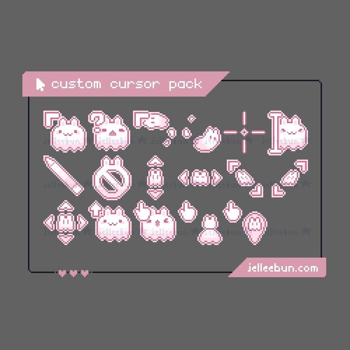 Pink Ghost Bunny Pixel Art Mouse Cursors – Animated Halloween Computer ...