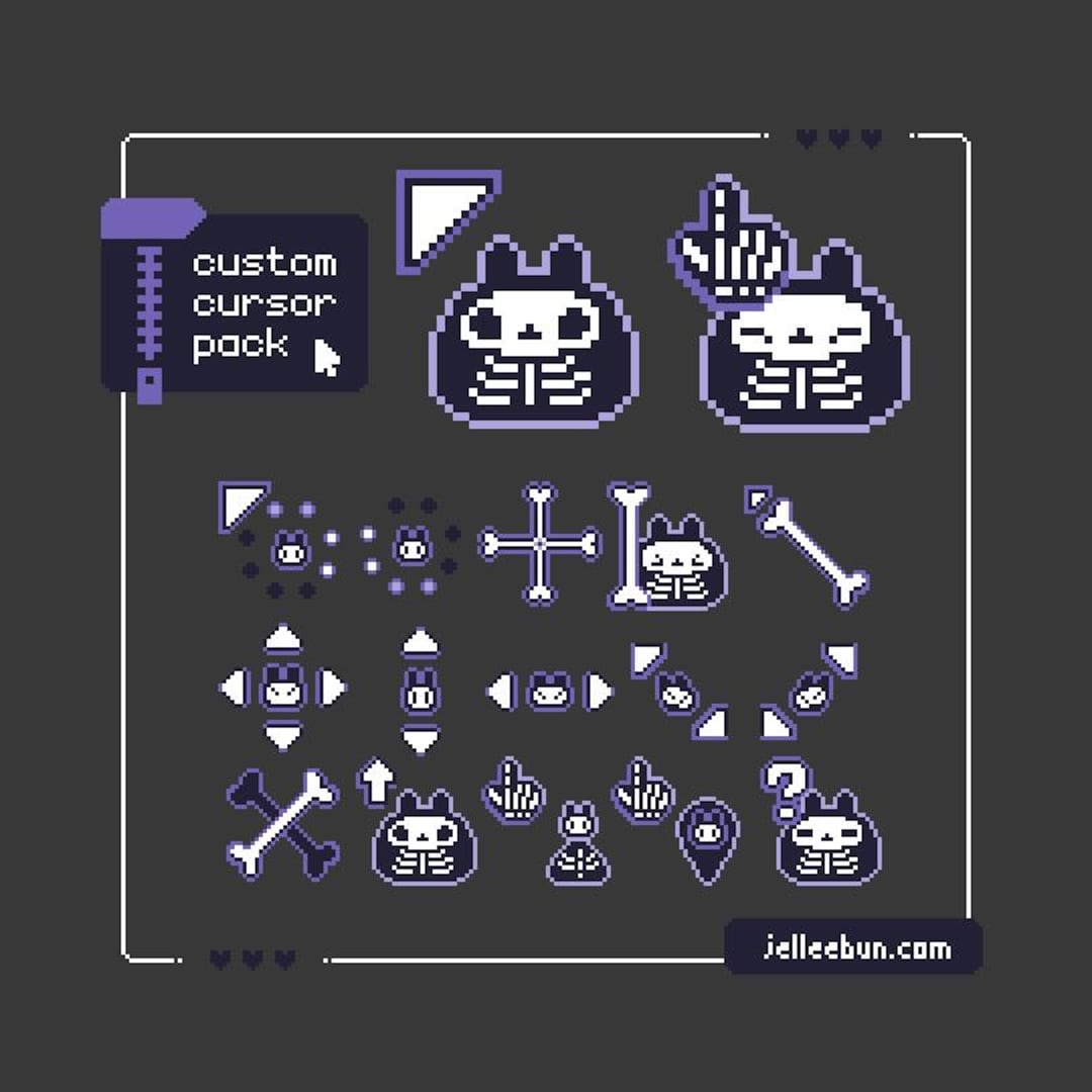 Animated Pixel Art Purple Skeleton Bunny Mouse Cursor - Halloween ...