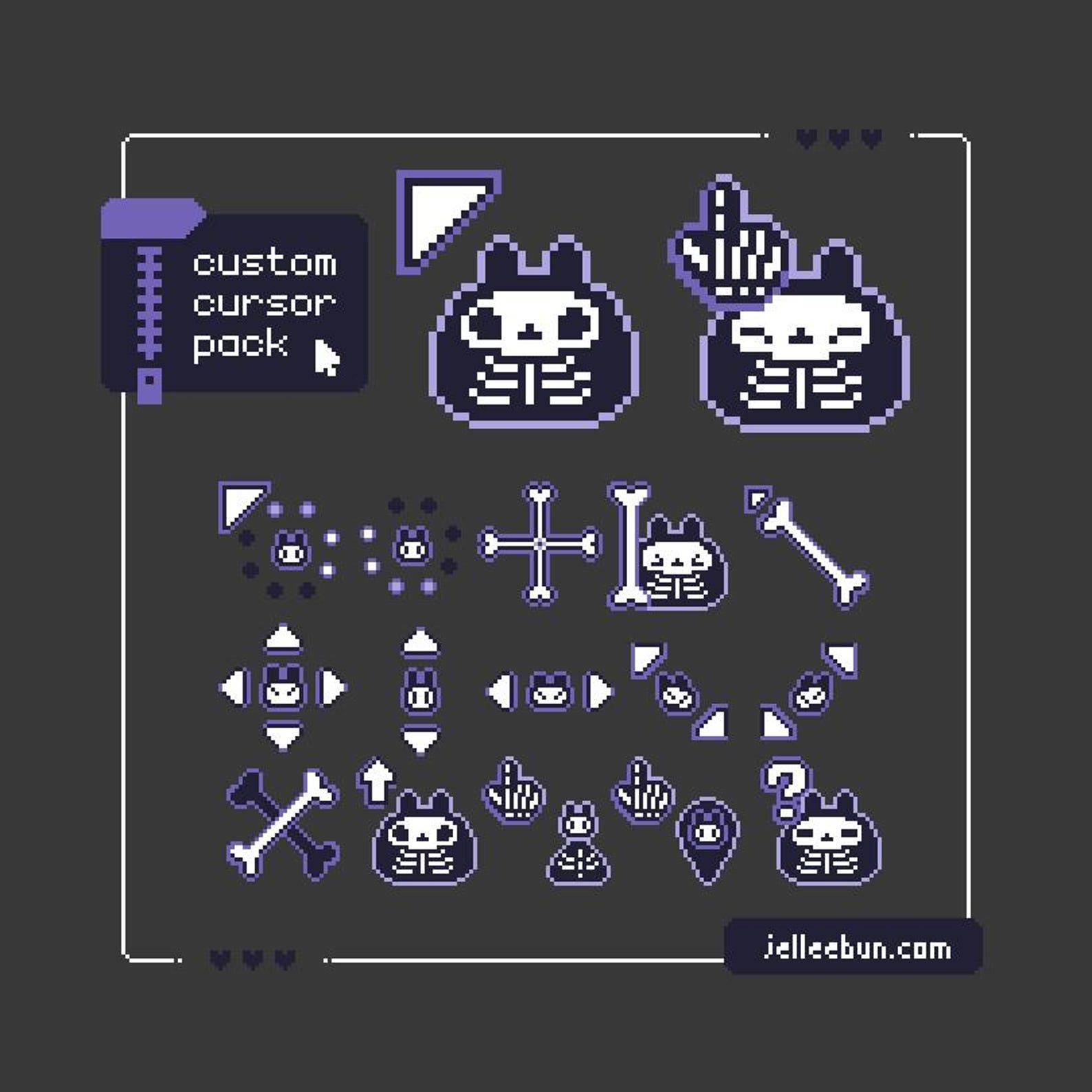 Animated Pixel Art Purple Skeleton Bunny Mouse Cursor - Halloween ...