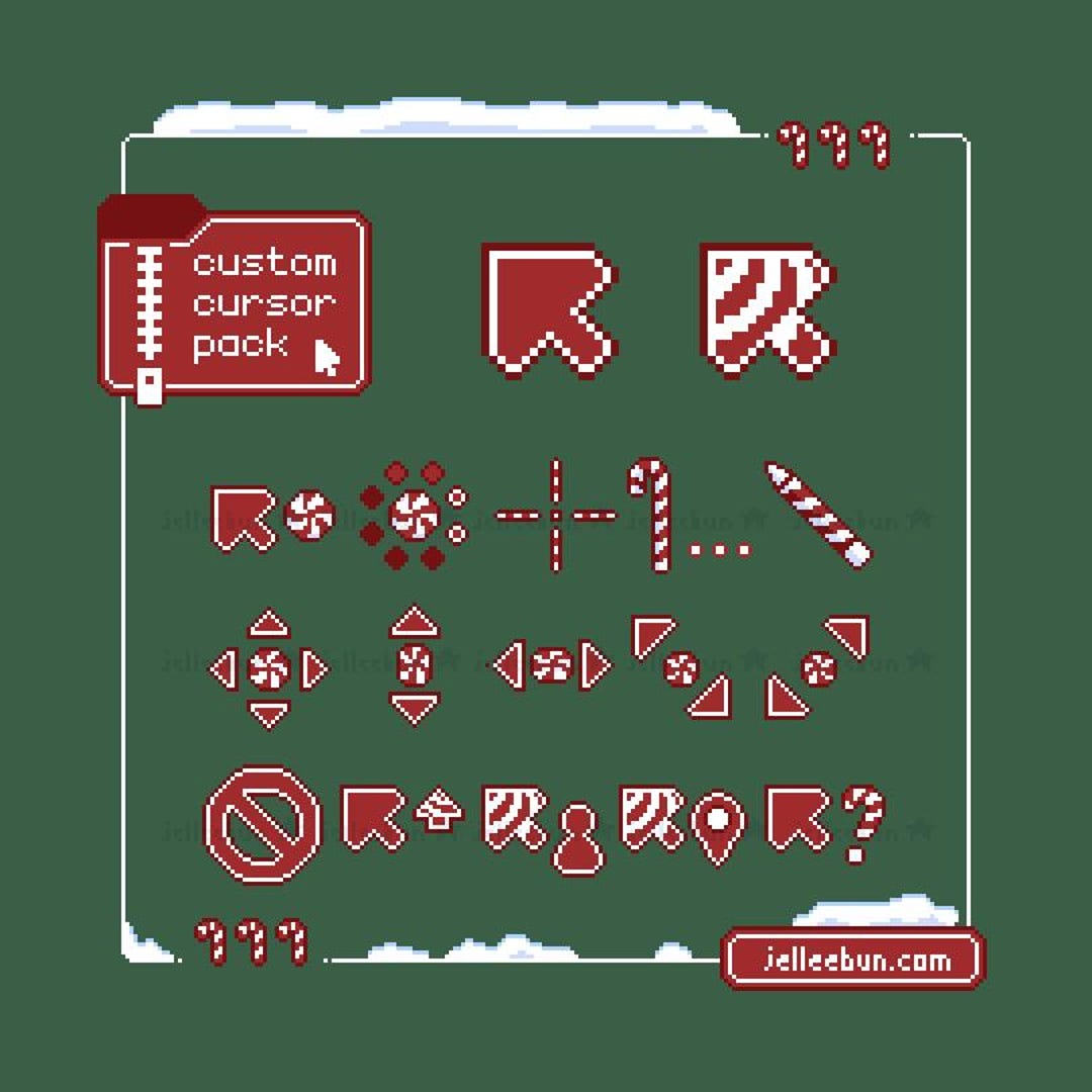Animated Peppermint Candy Cane Pixel Art Cursor Pack - (windows OS, 17 ...