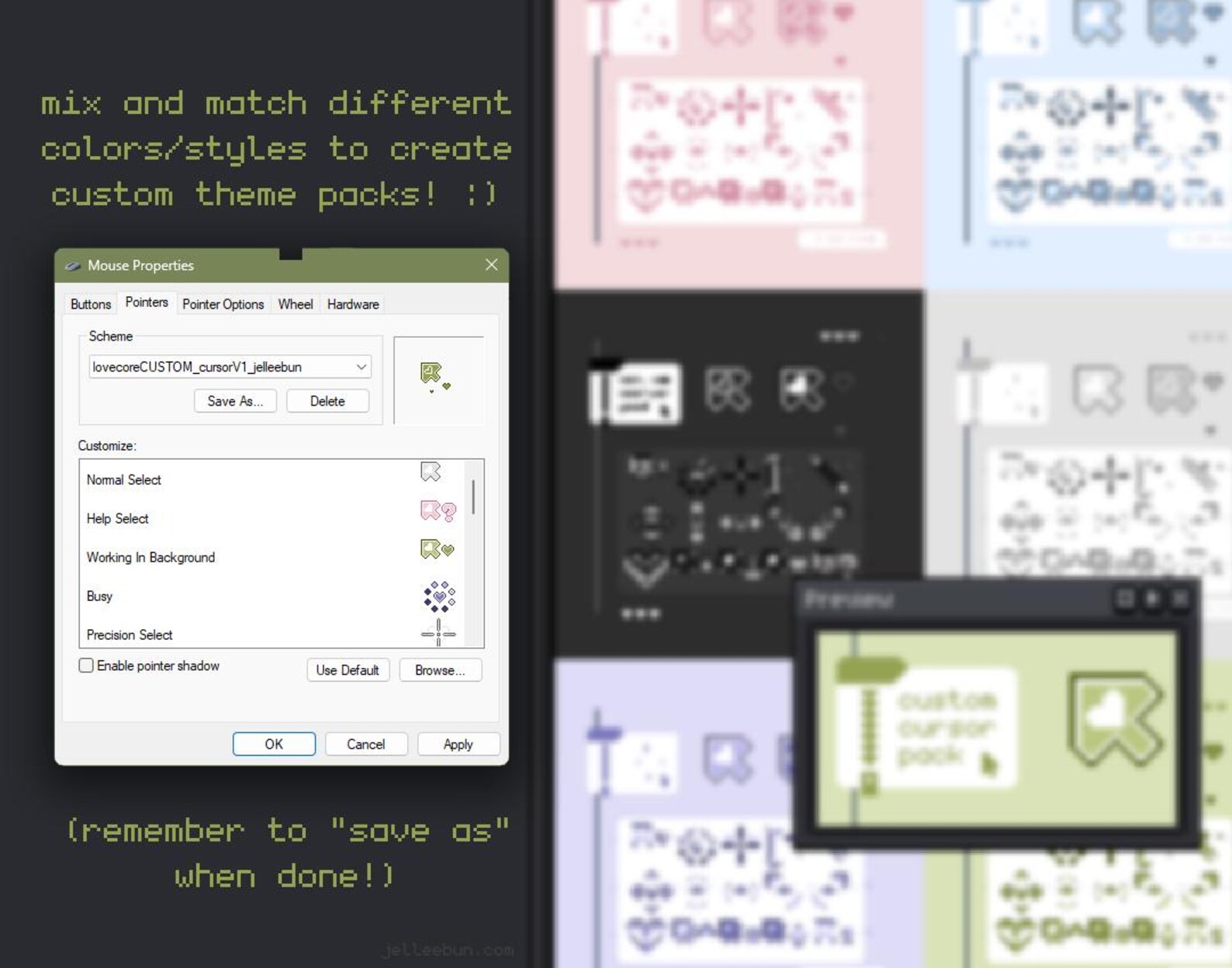 Animated Zombie Bunny Mouse Cursors: Pink & Teal (windows .ANI Files ...