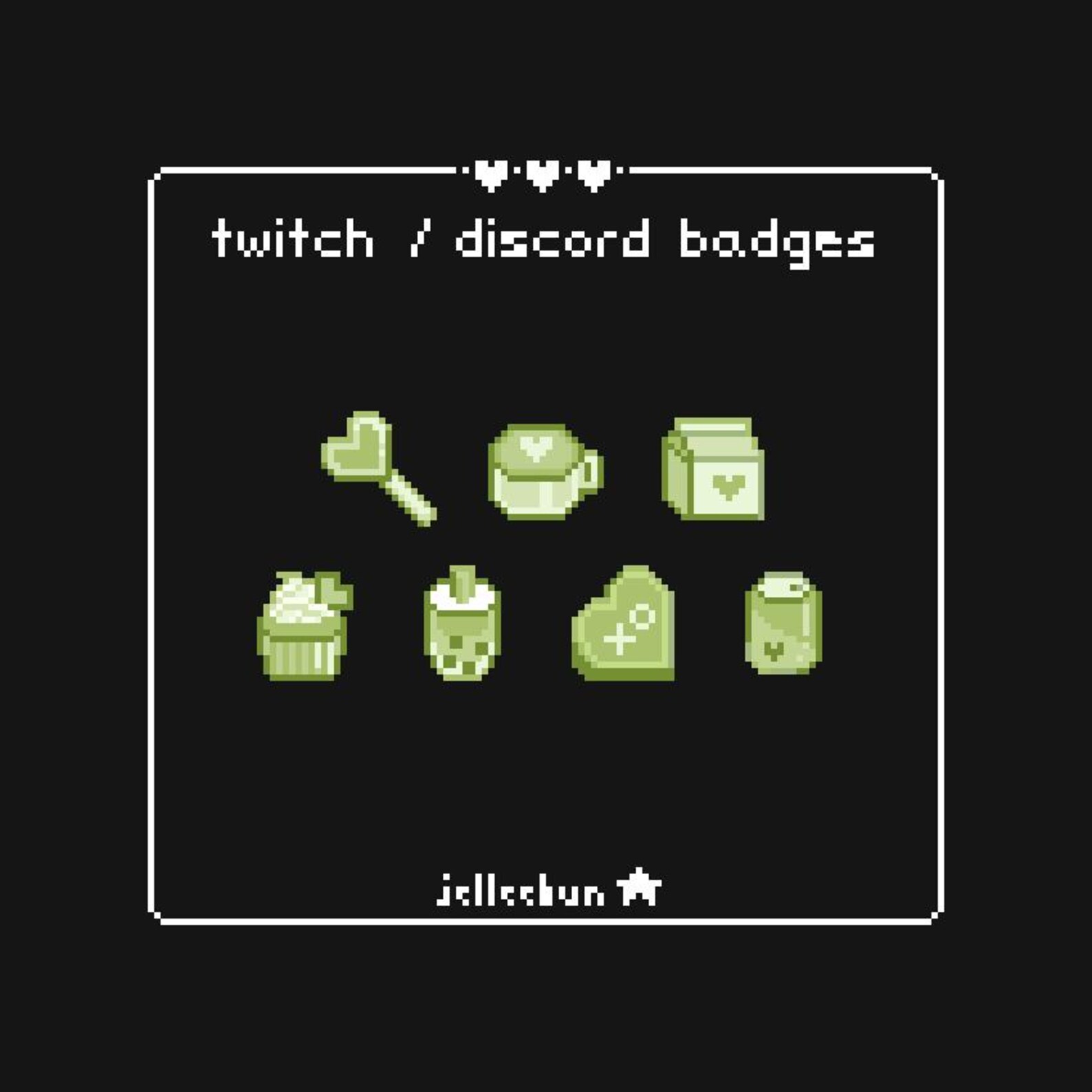 Green Pixel Art Snack Badges – Twitch Subscriber, Discord (digital ...