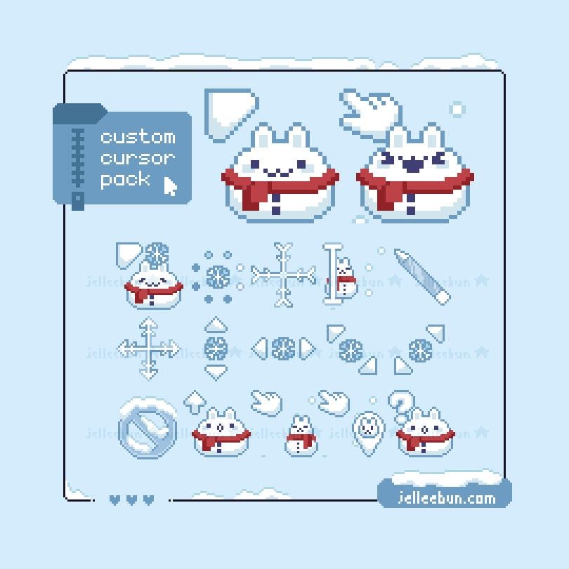 Animated Snow Bunny Pixel Art Mouse Cursors - Winter Holiday (windows ...