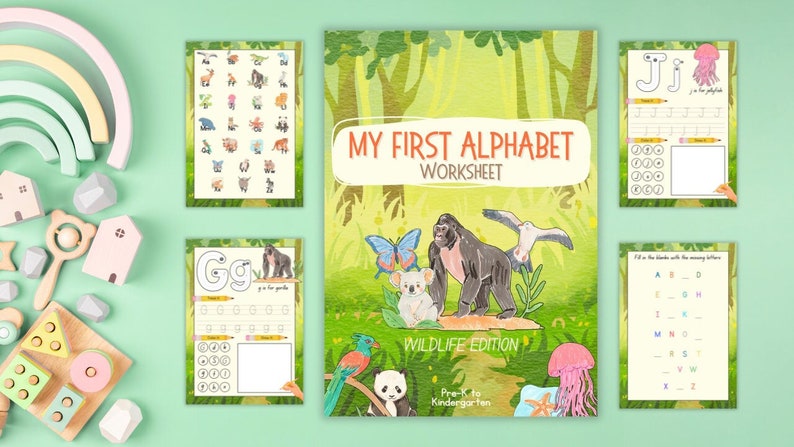 My First Alphabet Worksheet Letter Tracing Activities Wildlife Edition ...