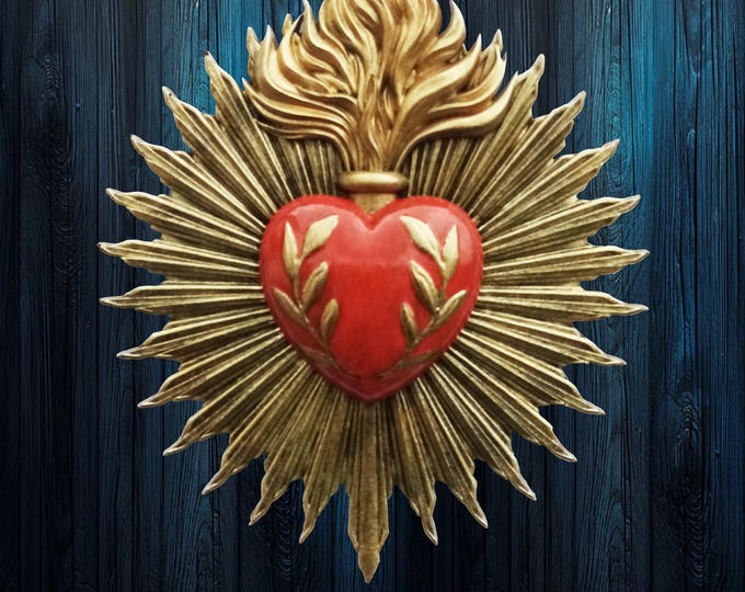 Sacred Heart Starburst ~ Gilded Gold Catholic Heart, Wall Hanging - Etsy