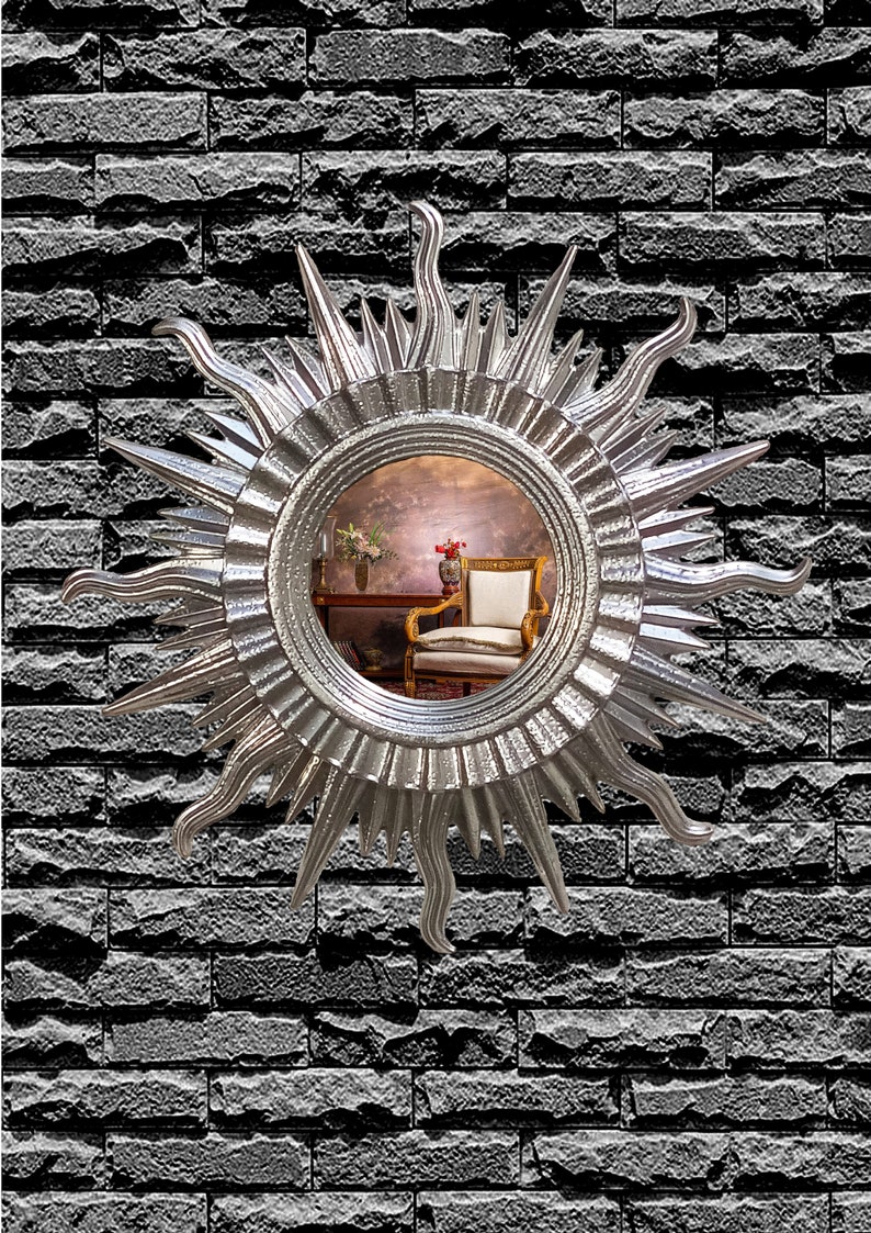 The Mirror is A Round Sun Silver. Pitch. Art Deco. Style. Gift Idea - Etsy